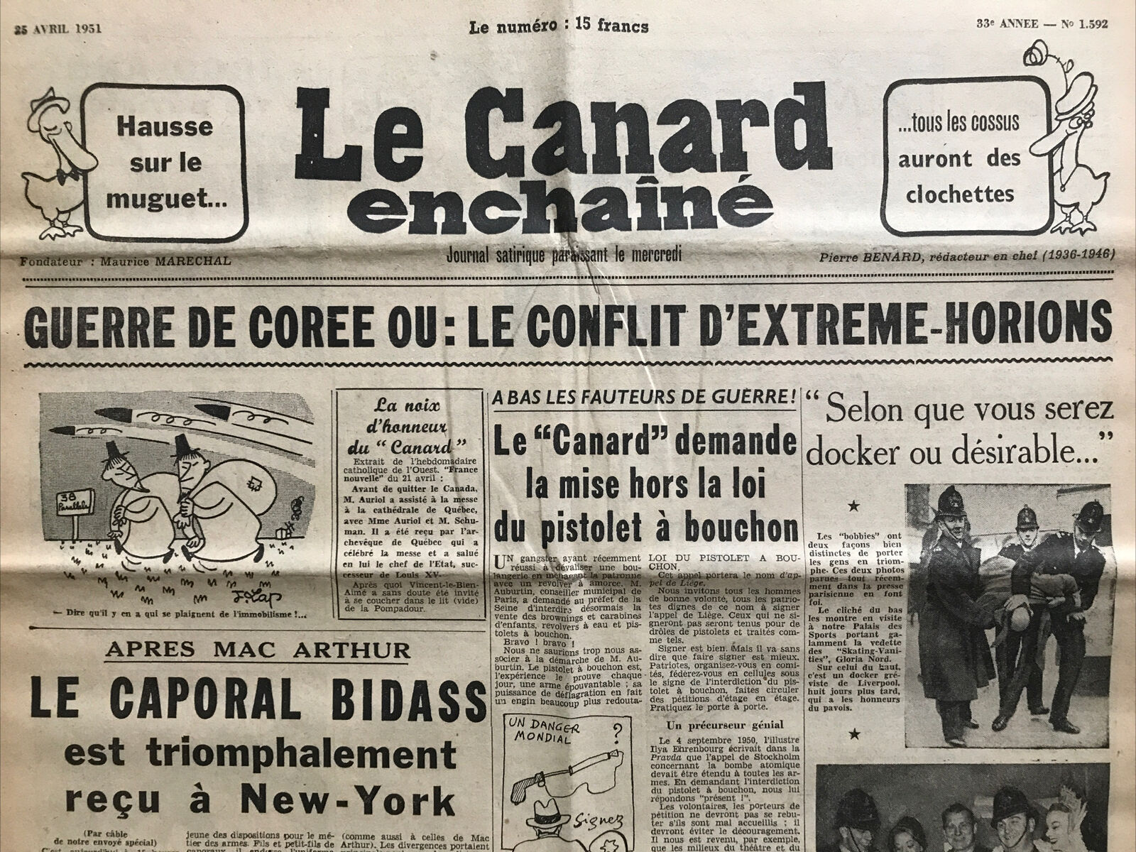 N° 1592 Du Canard Enchaîné - 25 Avril 1951 | Couac