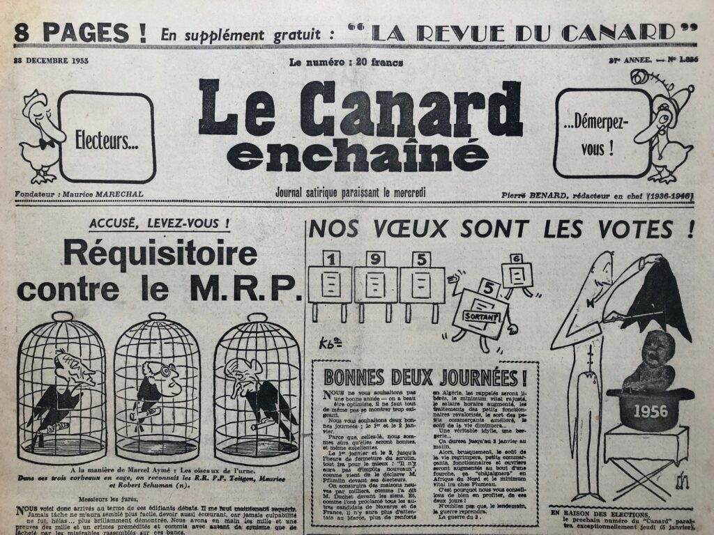 N° 1836 Du Canard Enchaîné - 28 Décembre 1955 | Couac